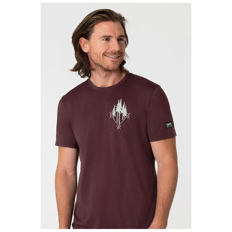 Super Natural Mens Freeride T-shirt (Wine Tasting/Feather Grey) | Spor