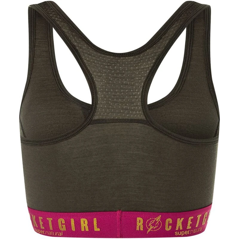 SuperNatural Womens Rocket 175 Sports Bra (Black Ink/Sangria/Gold) | S