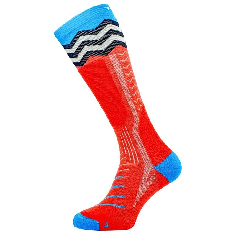 Teko All-Mountain Medium Full Cushion Merino Blend Ski Socks (Coral/Aq