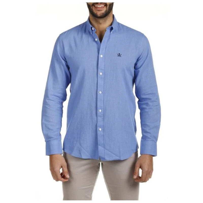 The Time of Bocha Mens NV1LINO-105 Linen Shirt (Blue) | Sportpursuit.c