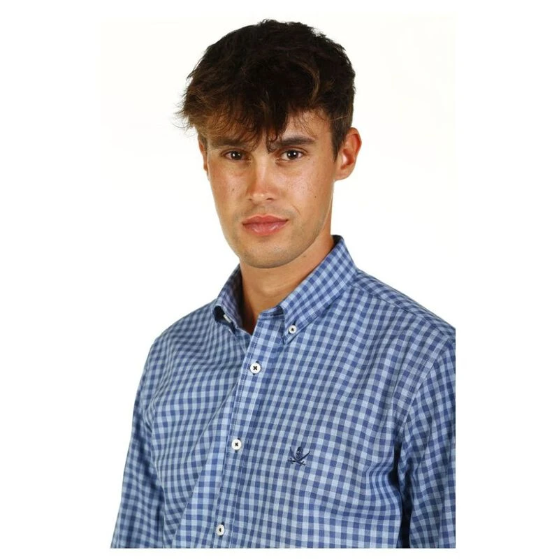 The Time of Bocha Mens NI1COT-237 Tables Shirt (Blue/Blue) | Sportpurs