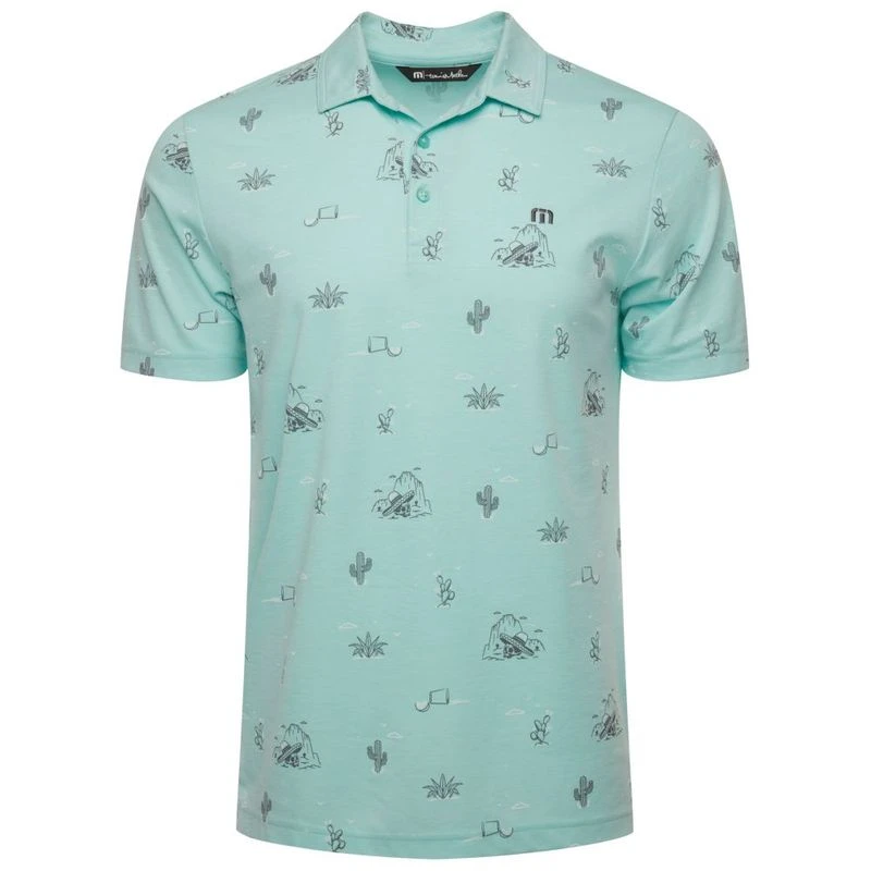 TravisMathew Mens All The Tacos Polo Shirt (Heather Turquoise) | Spor