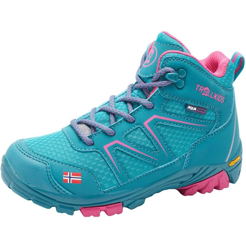 Trollkids Kids Skarvan Waterproof Hiking Boots (Smaragd/Rubine Red)
