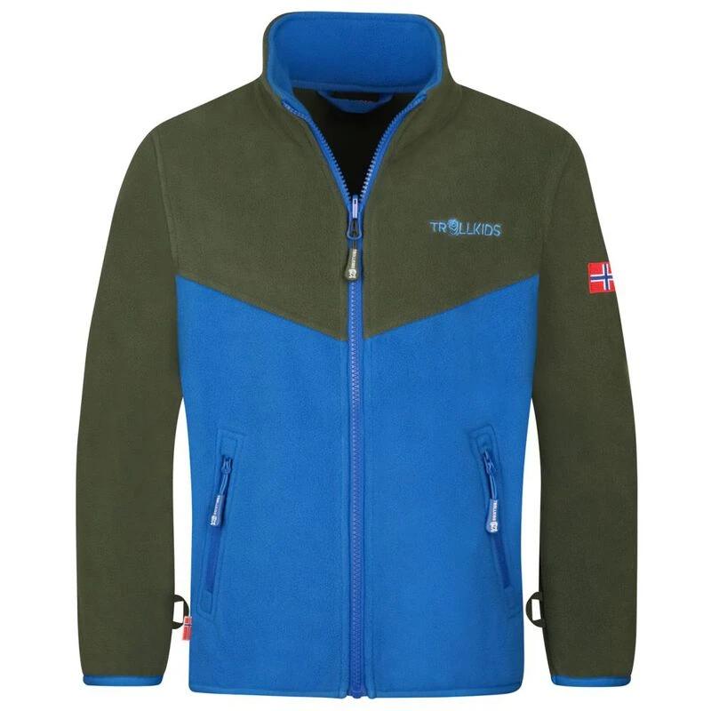 Trollkids Kids Oppdal XT Jacket (Ivy/Electric Blue) | Sportpursuit.com