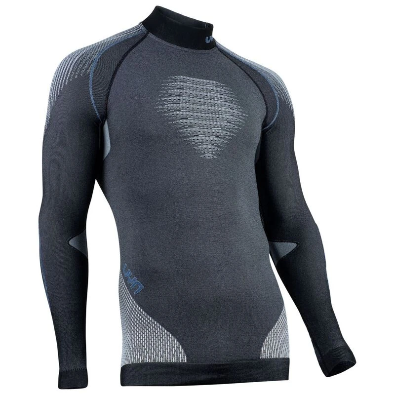 UYN Mens Evolutyon Turtle Neck Baselayer (Anthracite melange/Nude/Avio