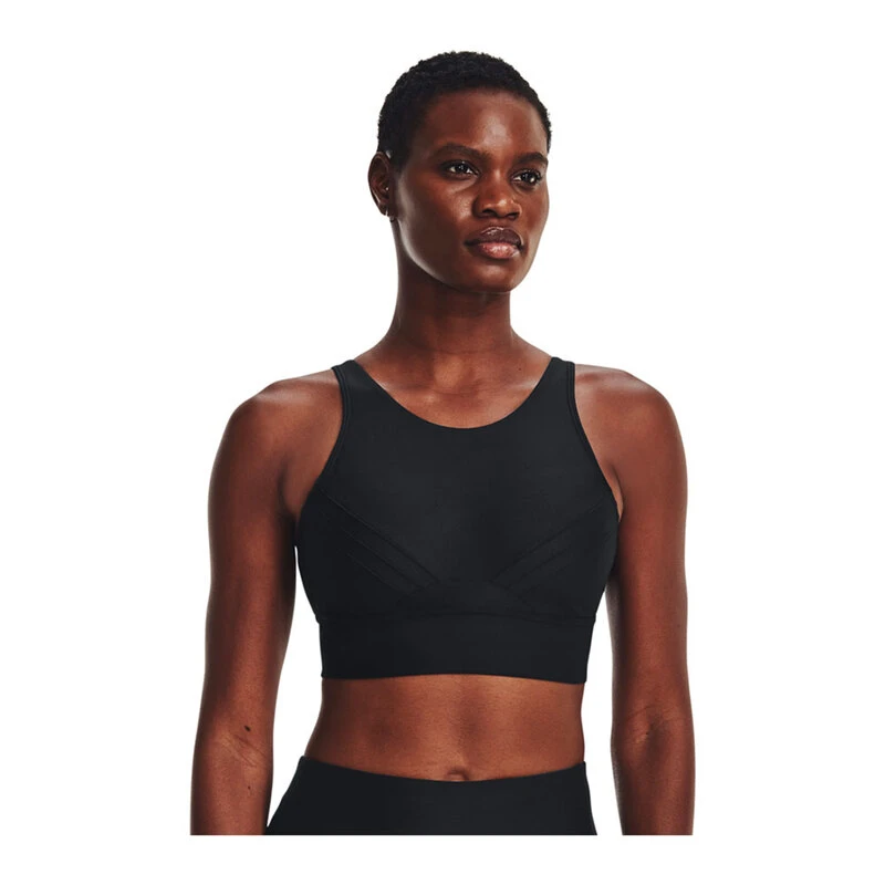 UnderArmour Womens Infinity Pintuck Sports Bra Black Metallic Silver