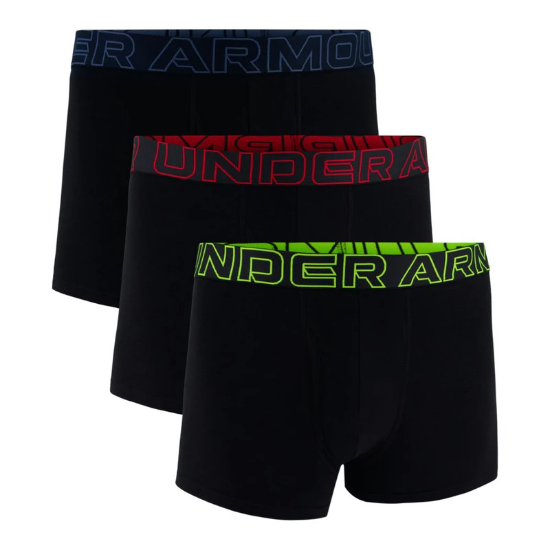 Under Armour Mens Performance Cotton x3 Underwear (Black/Hi Vis Yello)