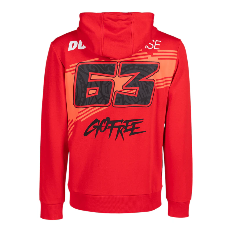 VR46 Sweat à capuche 63 Bagnaia Ducati Corse Homme (Rouge) | privatesp
