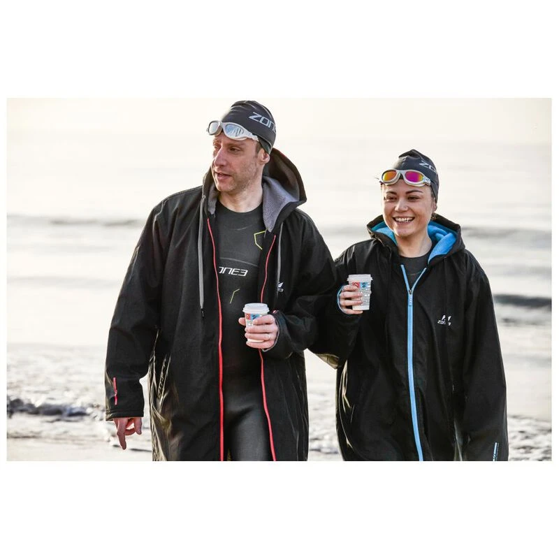 Zone3 Mens Polar Fleece Parka Robe Jacket (Black/Grey/Red) | Sportpursuit.c
