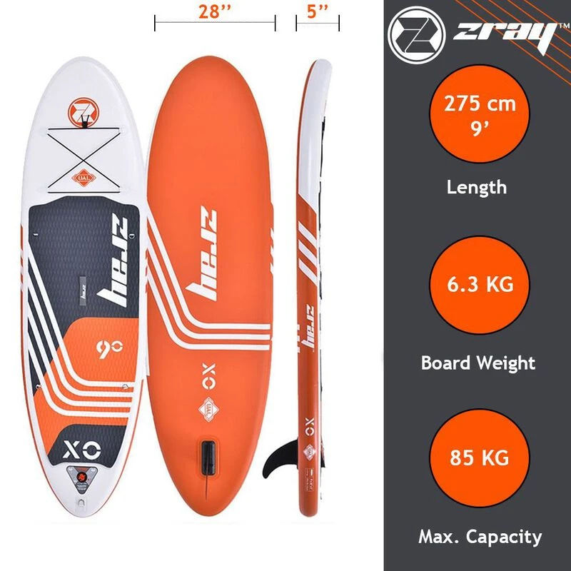 Zray Paddleboard X-rider Young Inflatable 9" Package (Orange/Blanc)