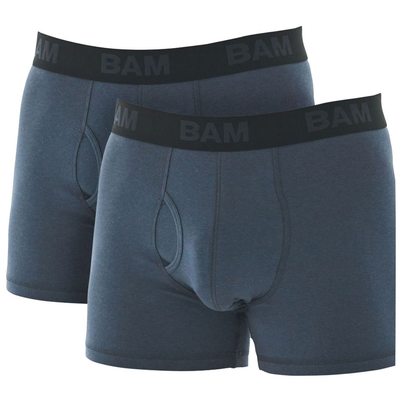 Mens Bamboo BRANDED Boxers (2 Pack - Anthracite/Black)