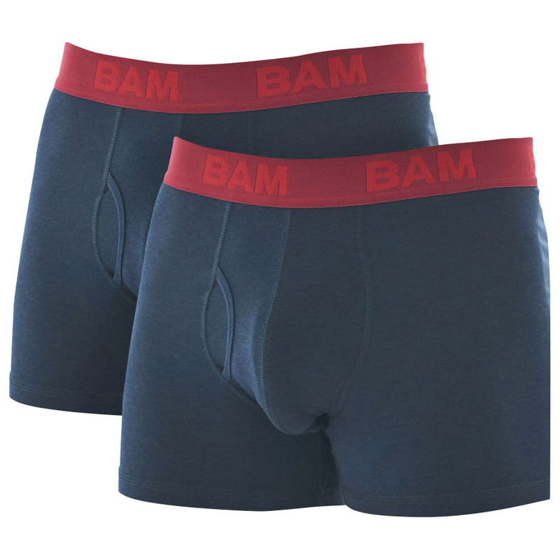 Mens Bamboo Air Branded Boxers (2 Pack - Navy)