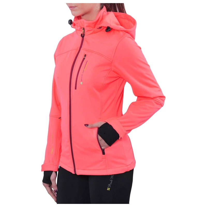 Peak Mountain Womens Polar Softshell Jacket (Coral/Violet) | Sportpurs