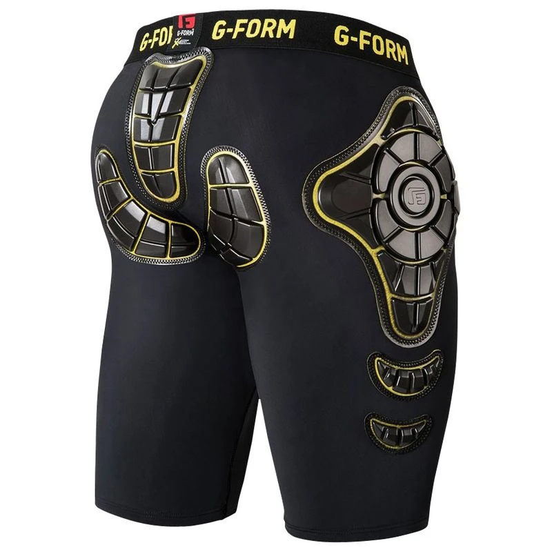 G-Form Mens Pro-G Compression Shorts (Black/Yellow) | Sportpursuit.com