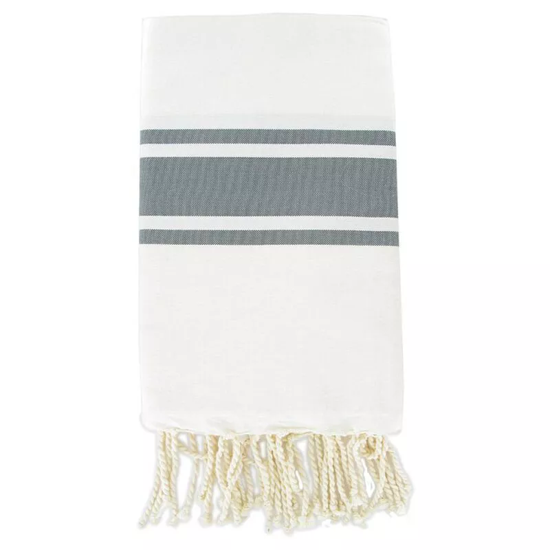 Febronie Fouta Traditional Hammam Towel (White/Medium Grey) | Sportpur