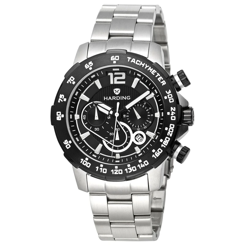 Harding Speedmax Chronograph Steel Strap Watch (Black) | Sportpursuit.
