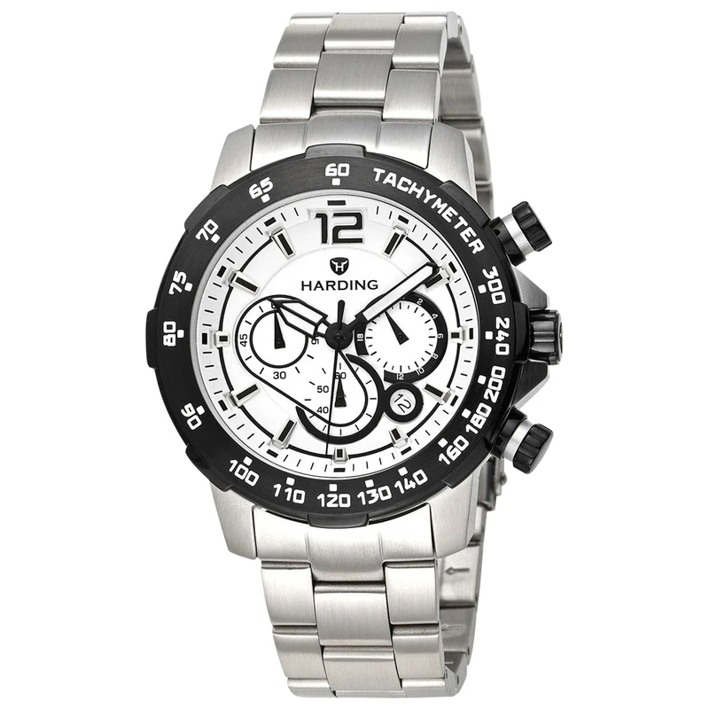Harding Speedmax Chronograph Steel Strap Watch (White) | Sportpursuit.