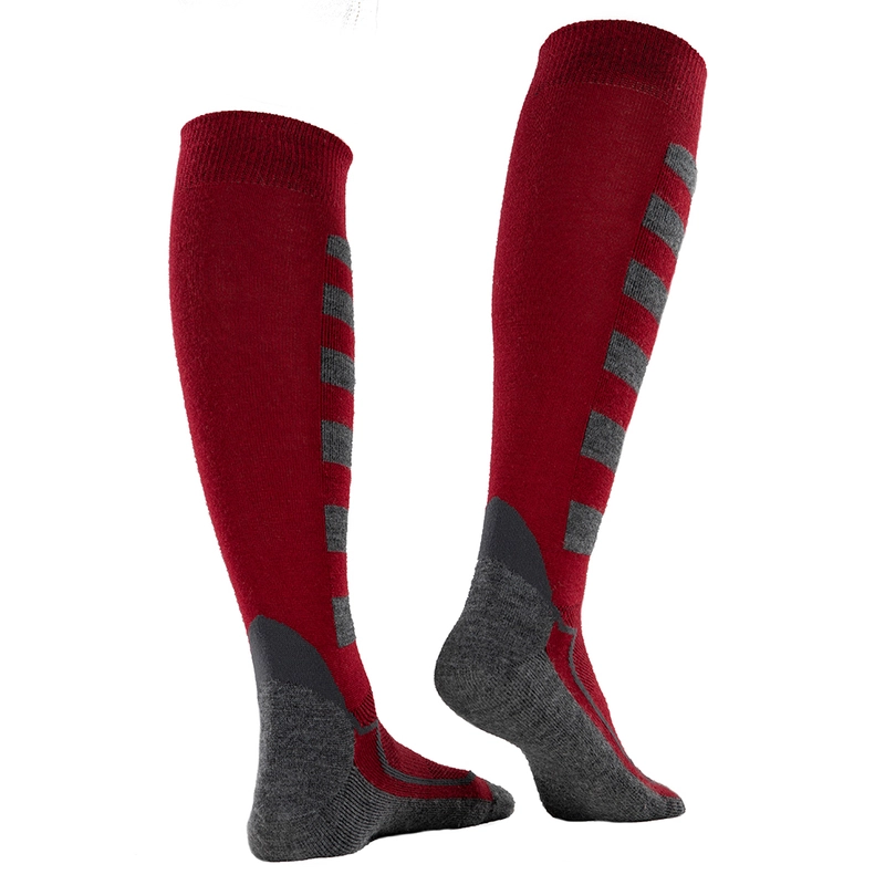 Isobaa Merino Ski Socks (Red/Smoke) | Sportpursuit.com