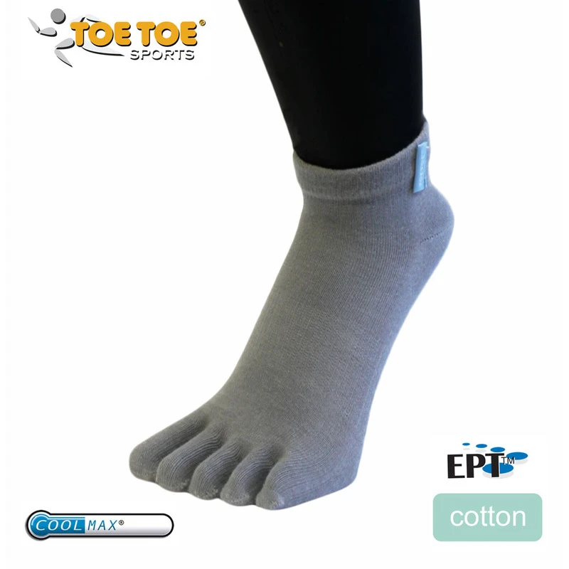 Coolmax Liner Trainer Toe Socks (Grey, 3 Pack)