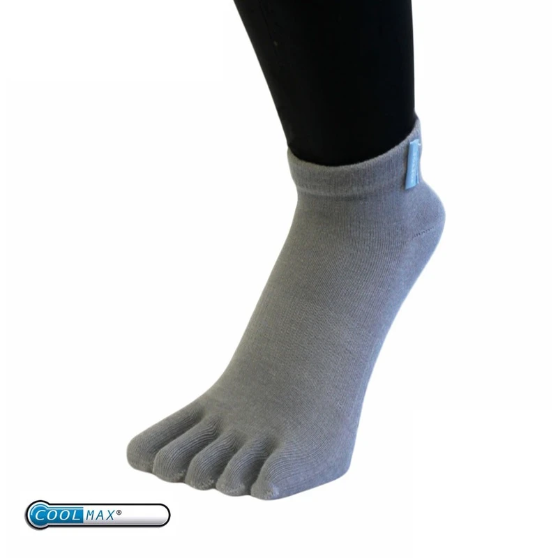 Coolmax Liner Trainer Toe Socks (Grey, 3 Pack)