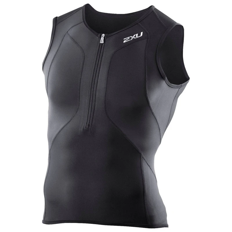2XU Mens G:2 Compression Tri Singlet (Black/Black) | Sportpursuit.com