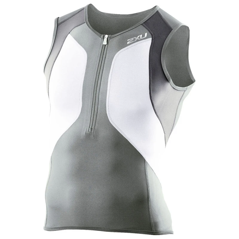 2XU Mens G:2 Compression Tri Singlet (Charcoal/White) | Sportpursuit.c