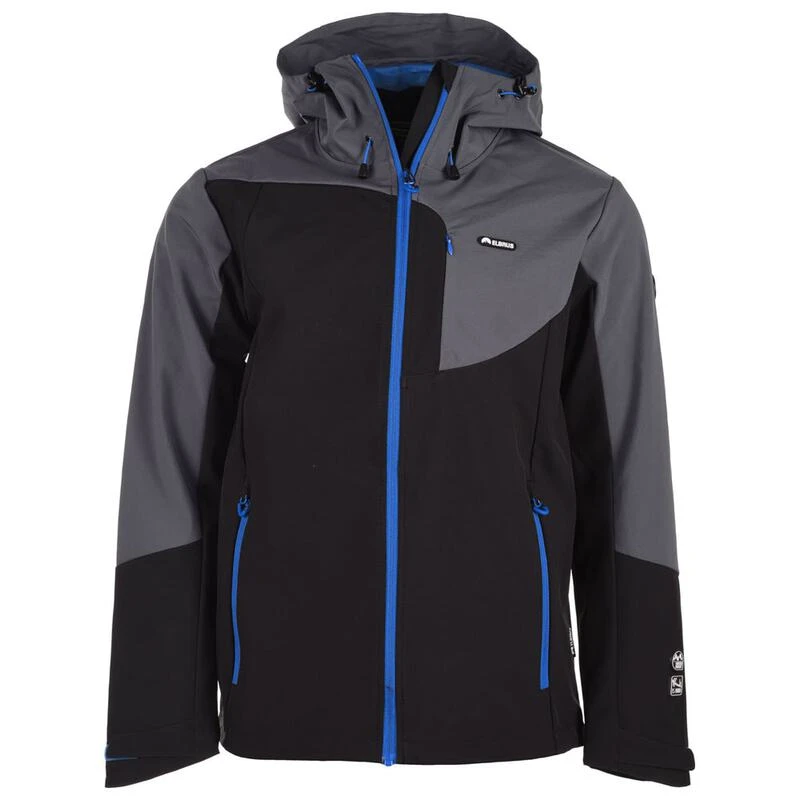 Elbrus Mens Randal Softshell Jacket (Black/Slate Grey/Blue) | Sportpur