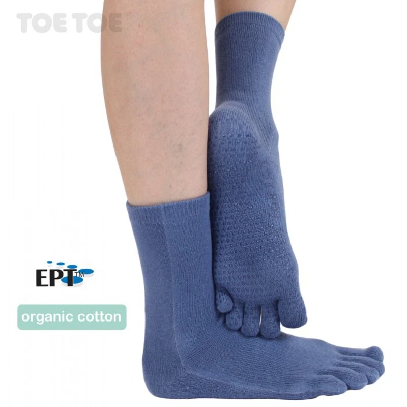 Rubber Sole Ankle Toe Socks (Blue - 3 Pack)