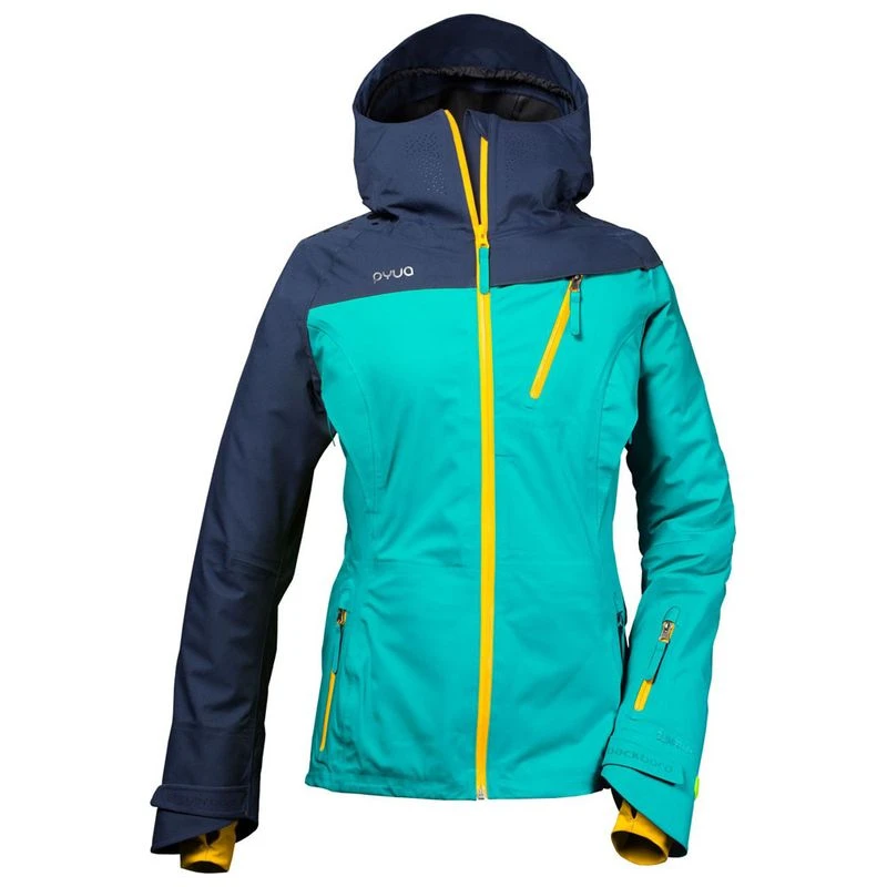 Pyua Womens Backyard 3 Layers Shell Jacket (Deep Lake Green/Navy Blue)