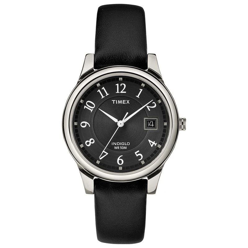Timex Classic Indigo Watch with Leather Strap (Black/Silver) | Sportpu