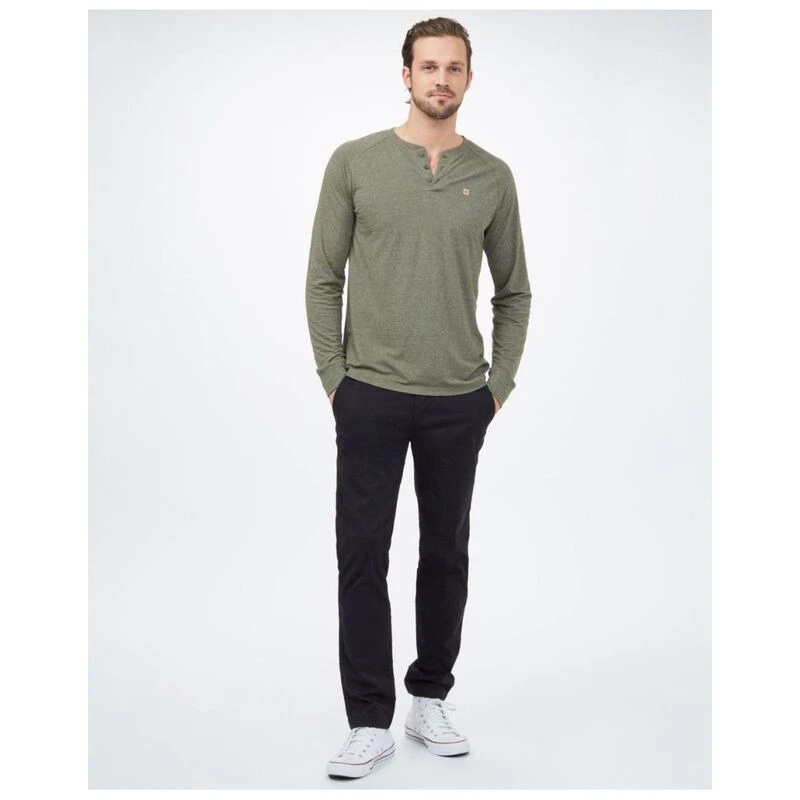 tentree Mens Hemp Classic Henley Long Sleeve T-Shirt (Olive Night Gree