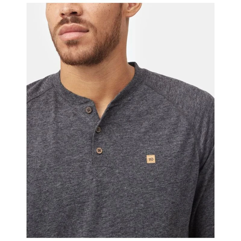 tentree Mens Hemp Classic Henley Long Sleeve T-Shirt (Meteorite Black)