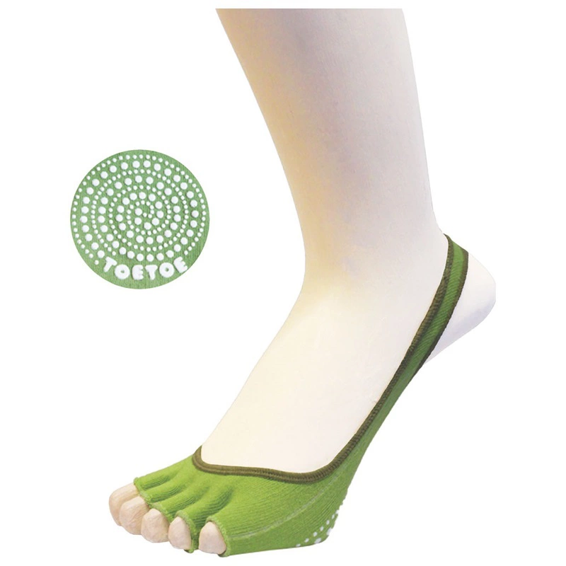 Anti-Slip Sole Open Toe Half Toe Socks (4 Pack - Green)