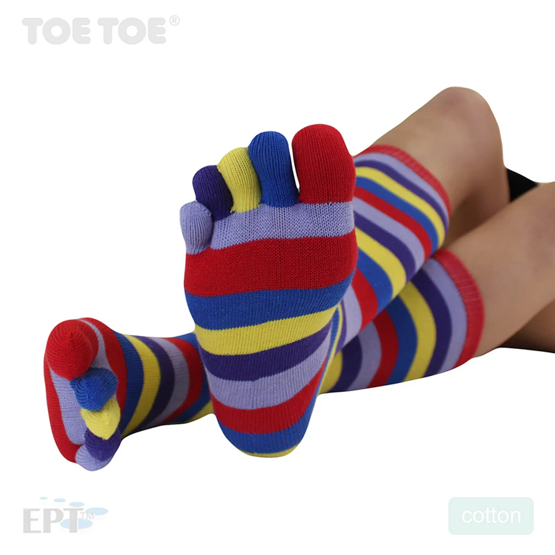 Stripy Toe Socks (Red - 3 Pack)