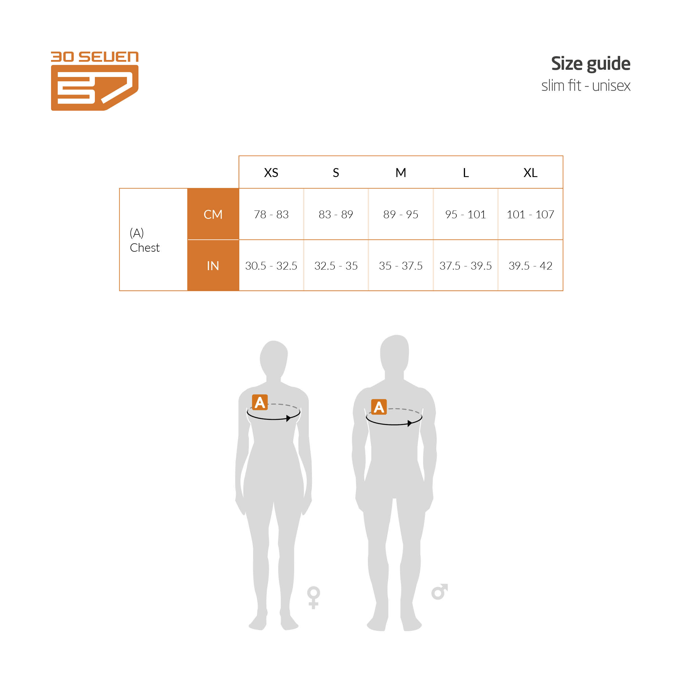 30Seven Size Guide