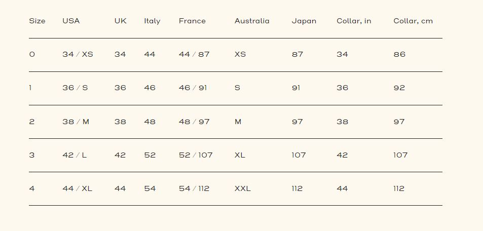 Basics & More Size Guide