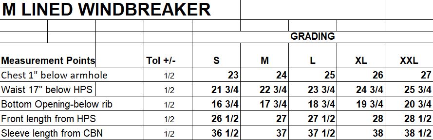 CB Sports Size Guide