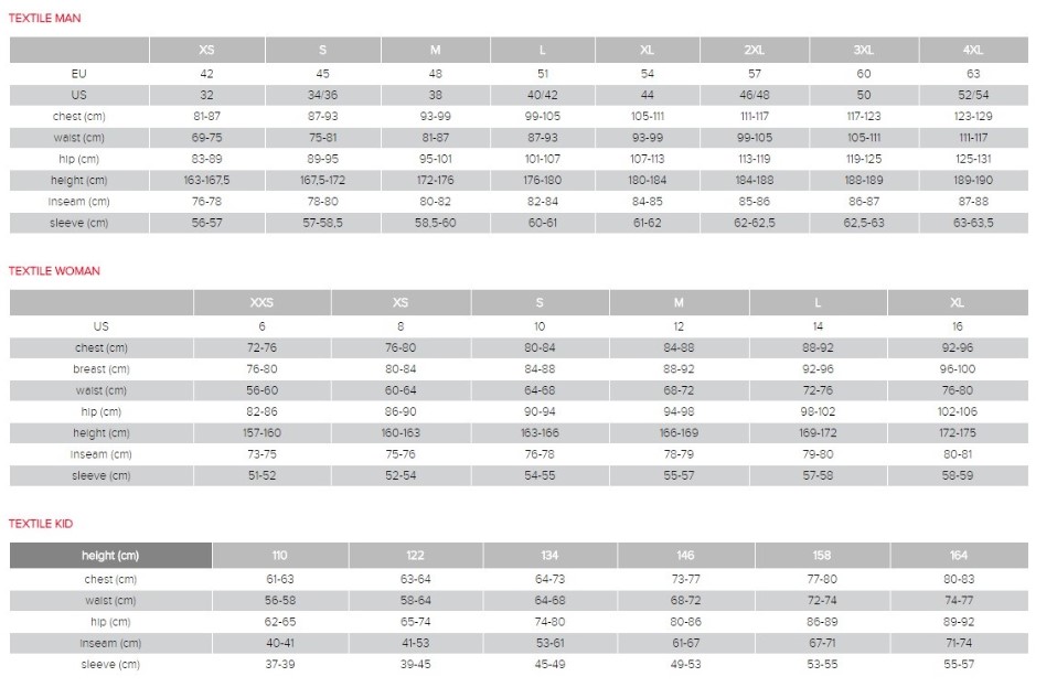 Colourwear Size Guide