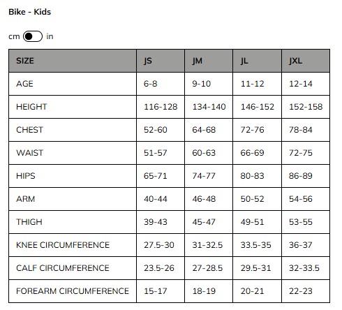 Dainese Size Guide