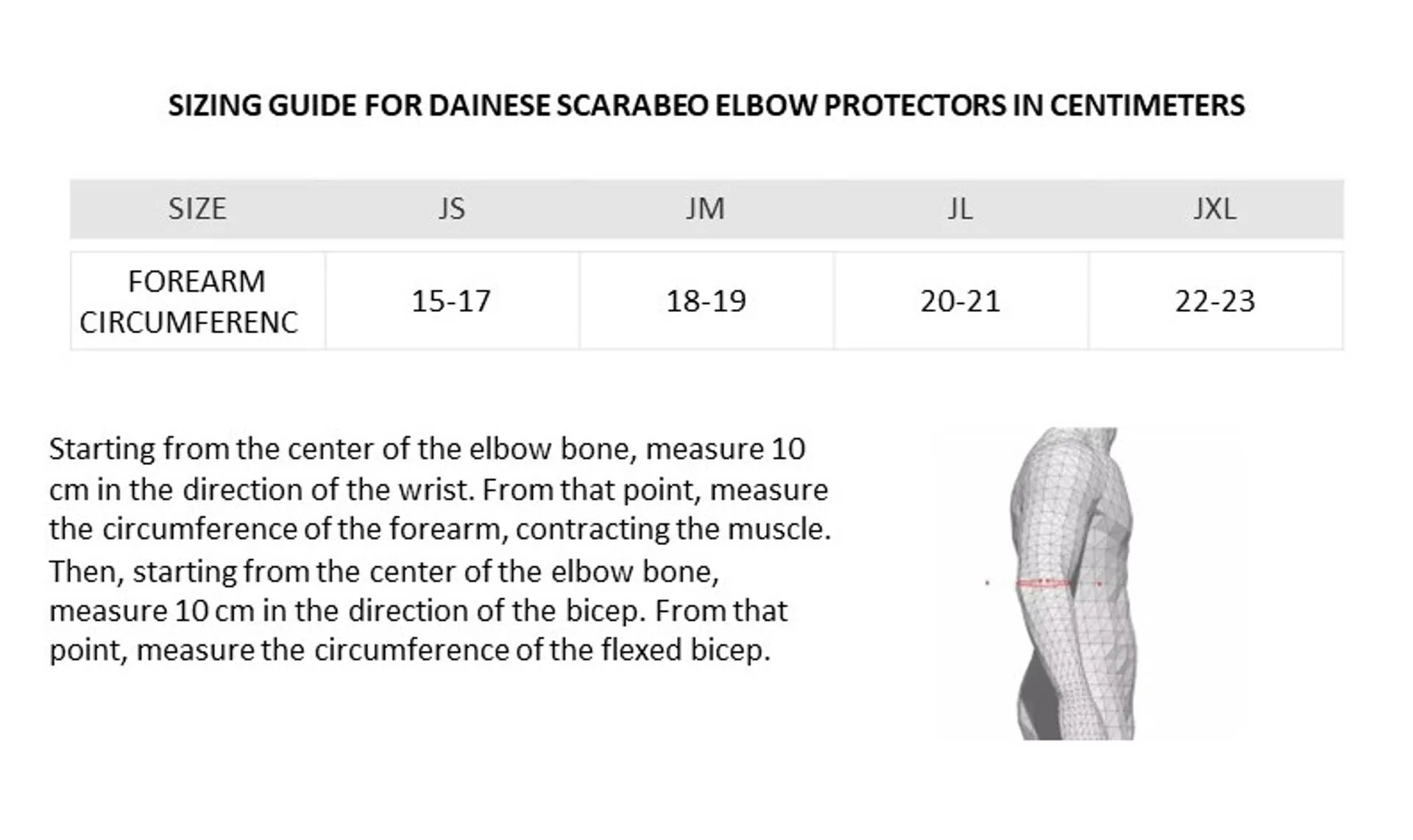 Dainese Size Guide