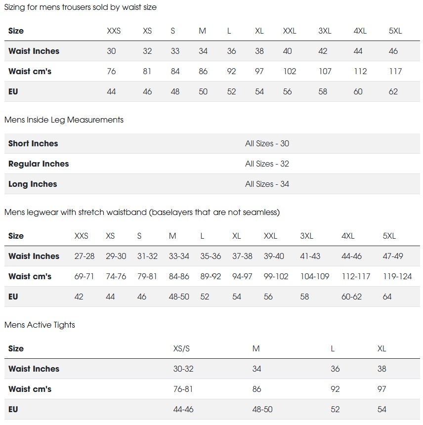 Dare2B Size Guide