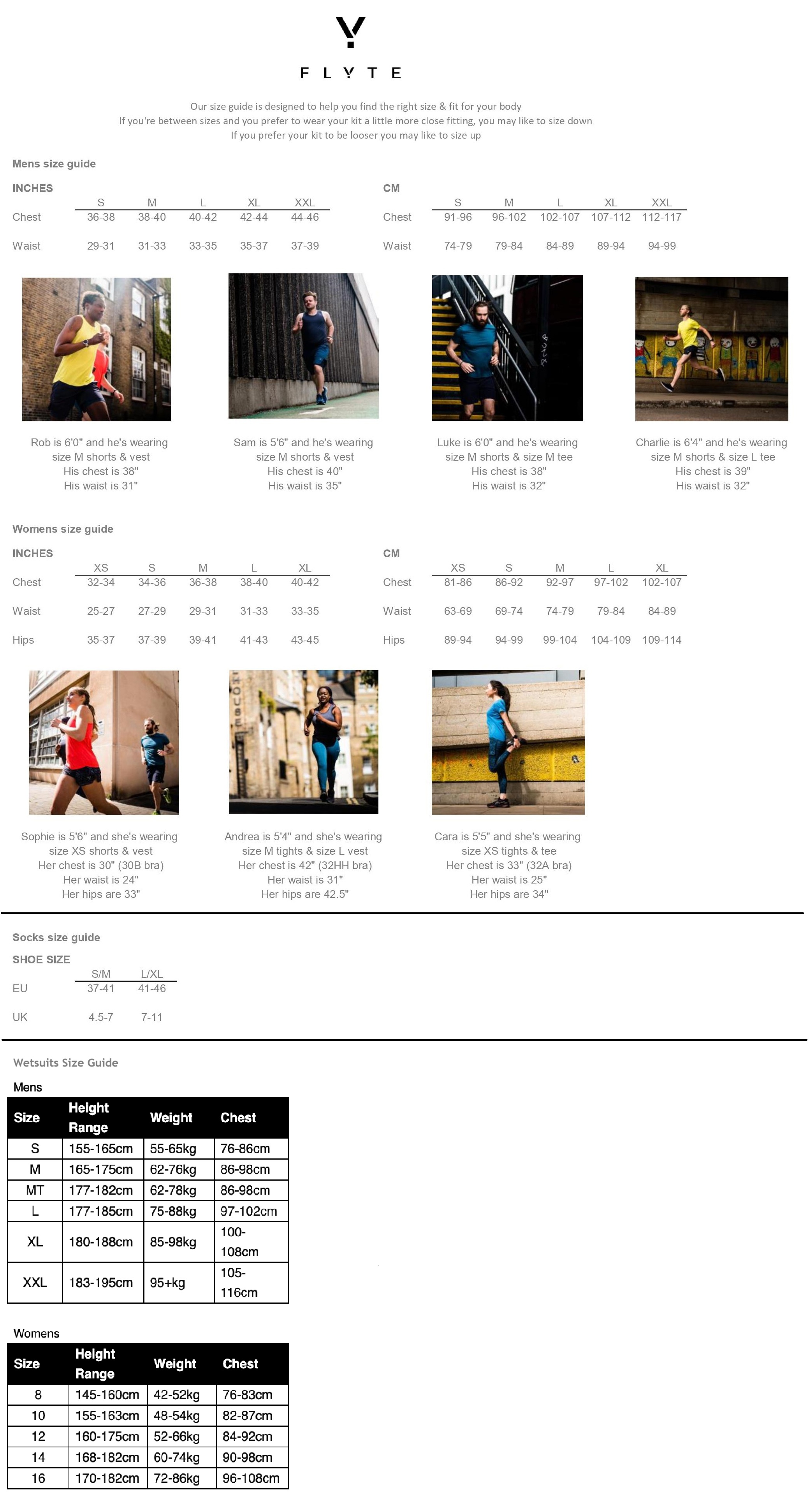 Flyte Size Guide