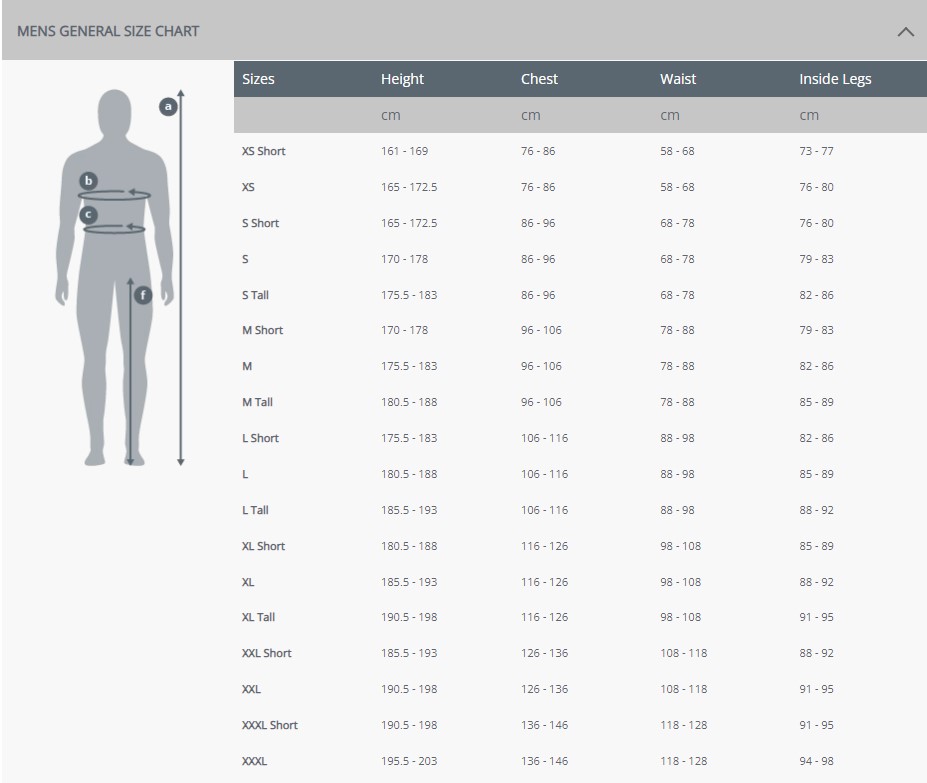 Fourth Element Size Guide
