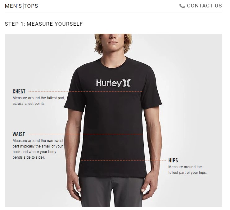 Hurley Size Guide