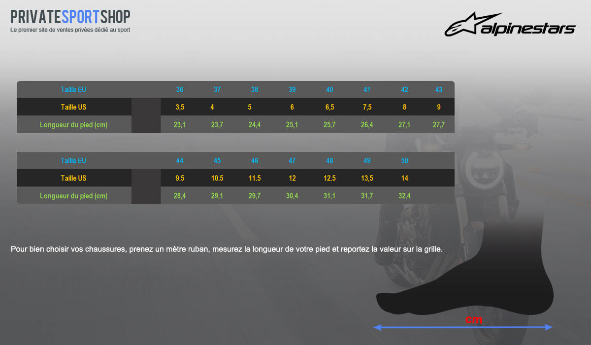 Alpinestars Size Guide