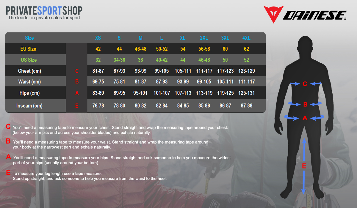 Dainese Size Guide