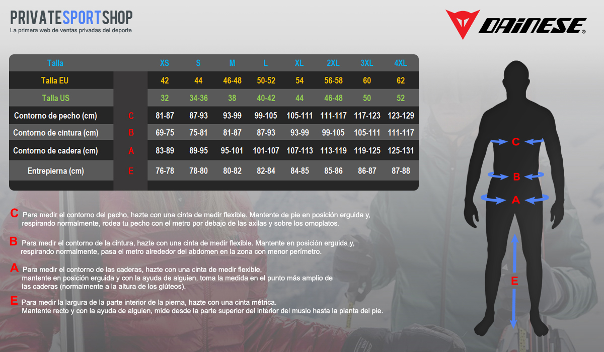 Dainese Size Guide