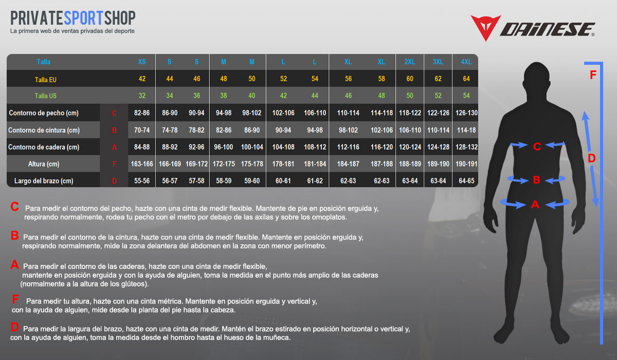 Dainese Size Guide
