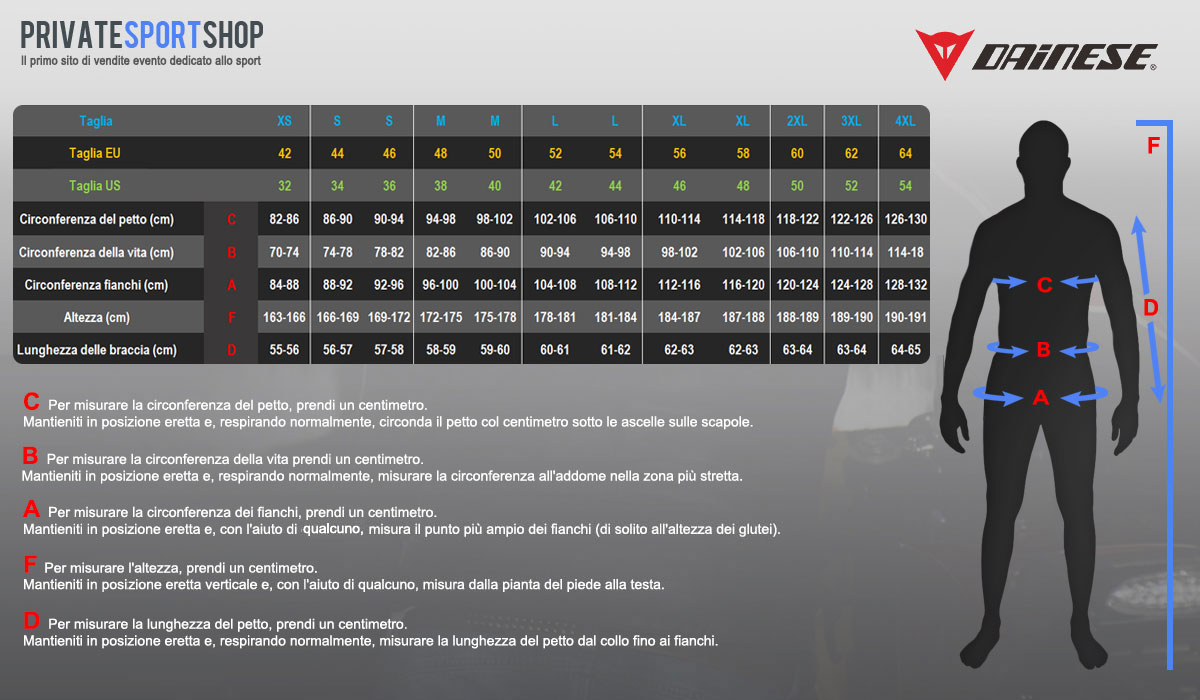 Dainese Size Guide
