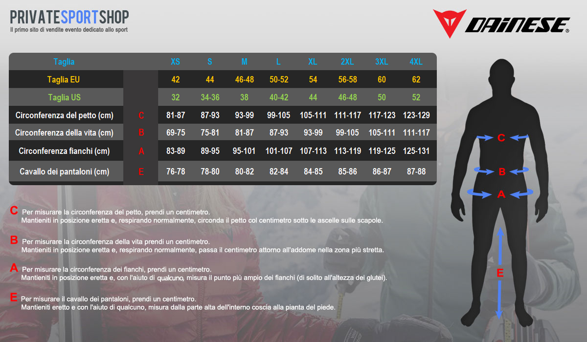 Dainese Size Guide